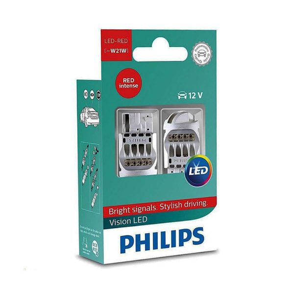 Philips Vision Red W21/4w LED Red Bulbs (pair) - Autostyle Motorsport ...