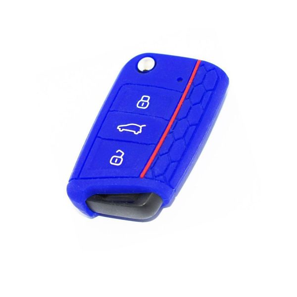 Silicon Rubber Key Cover for Golf 7 Gti - Blue with Red Stripe ...