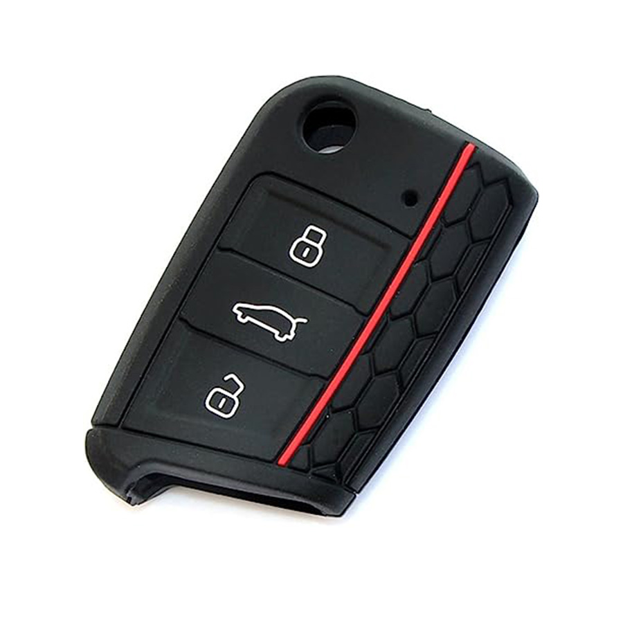 Silicon Rubber Key Cover for Golf 7 Gti - Red with Red Stripe ...