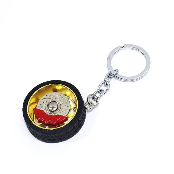 Keyring with Alloy Wheel & Tyre and Brake Caliper Design (Gold ...