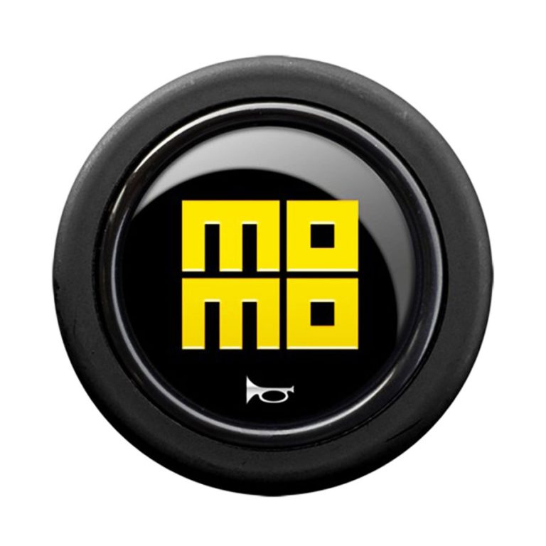 Momo HOHER10BLKYER Heritage Logo Gloss Black & Yellow Hooter Button ...