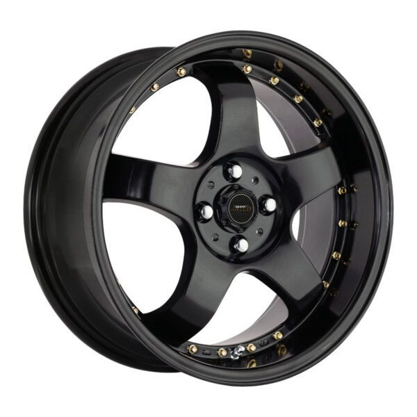17" A-Line Nebula 4/100 Silk Black with Gold Rivets Alloy Wheels ...