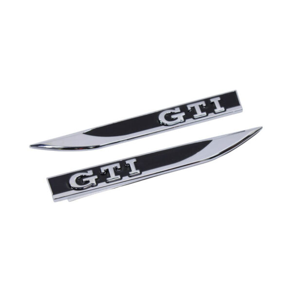 VW GTi Fender Badges - Black & Chrome (14x1.5cm) - Autostyle Motorsport ...