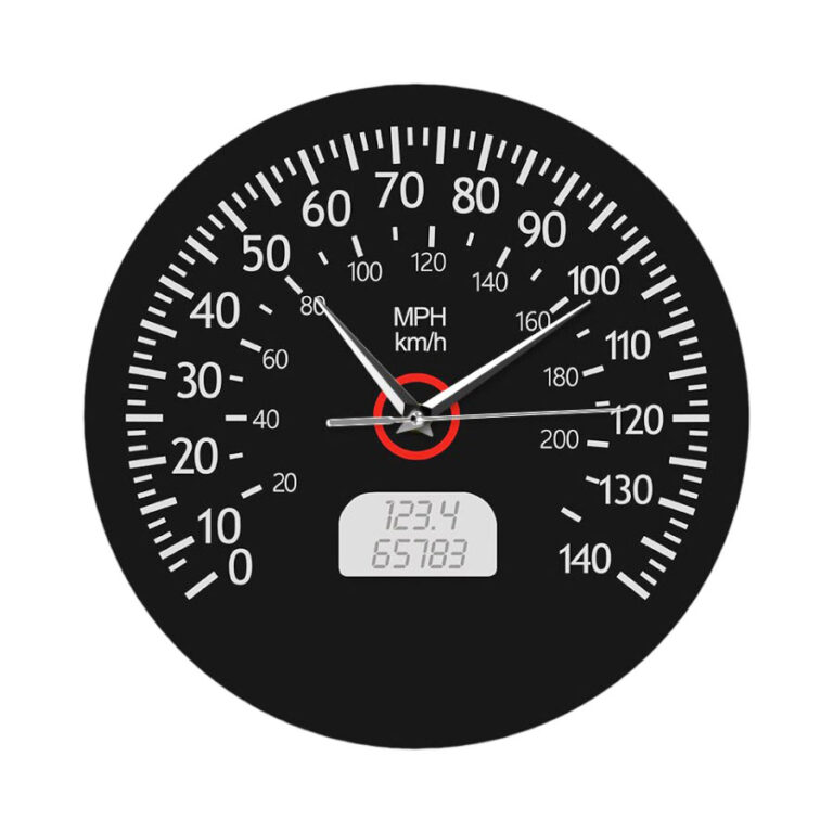 Speedometre Design 30cm Decorative Wall Clock – Round Black Speedometer ...