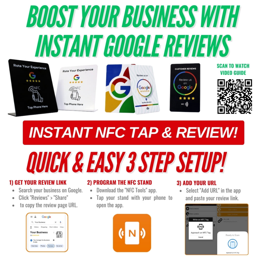 Google Review NFC Tap & Review Business Card Tag (Black ) 9x5cm ...