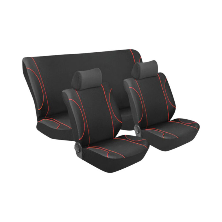 Stingray Monaco Design 6piece Front & Rear Seat Cover set - Black & Red ...